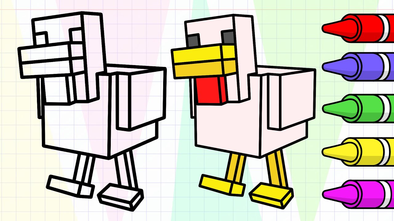 How to Drawing and Painting Chicken From Minecraft / Sweet Drawing ...