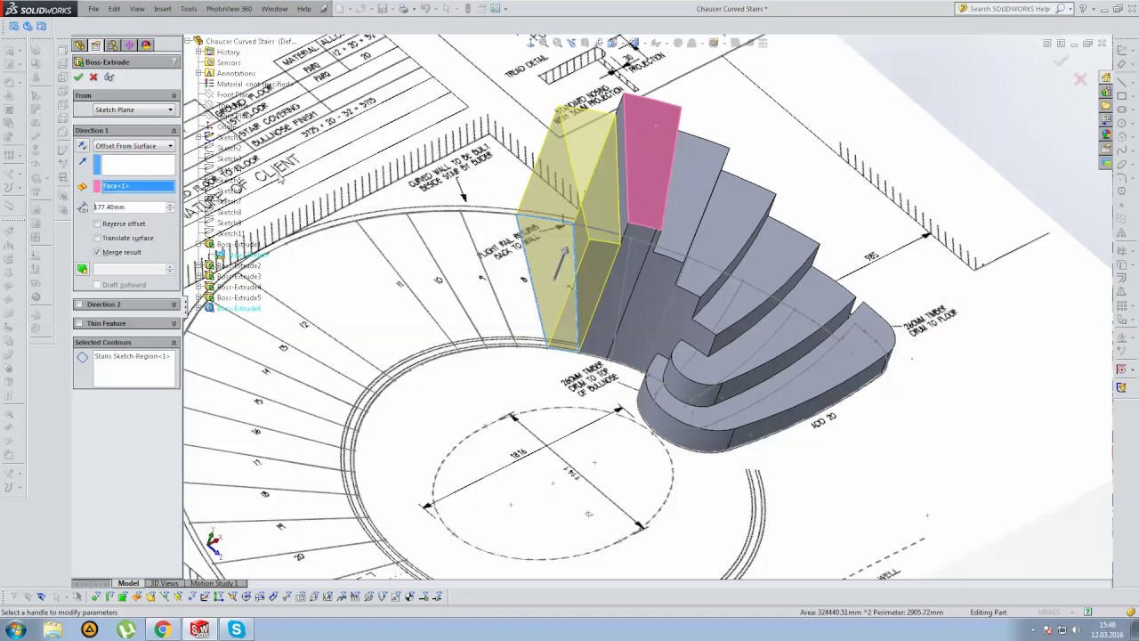 Elliptical Stairs, Handrail and Curvilinear Balustrades in SolidWorks ...