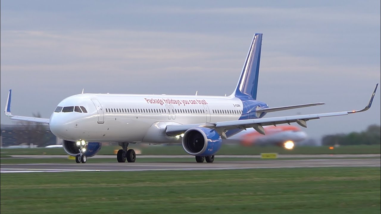 Brand new Jet2 A321neo G-SUNH lifting off to Faro - YouTube