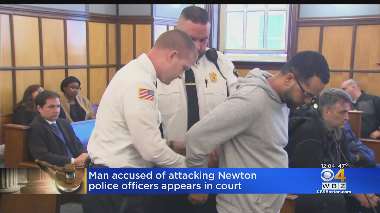 Newton police officer attacker appears in court. - YouTube