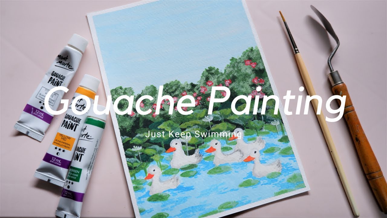 Gouache Painting - Just keep swimming - Paint with me - YouTube
