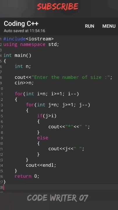 Normal C Pattern Program Tutorial Video 💯🧠 Coding Youtubeshorts Codewriter07 C Pattern