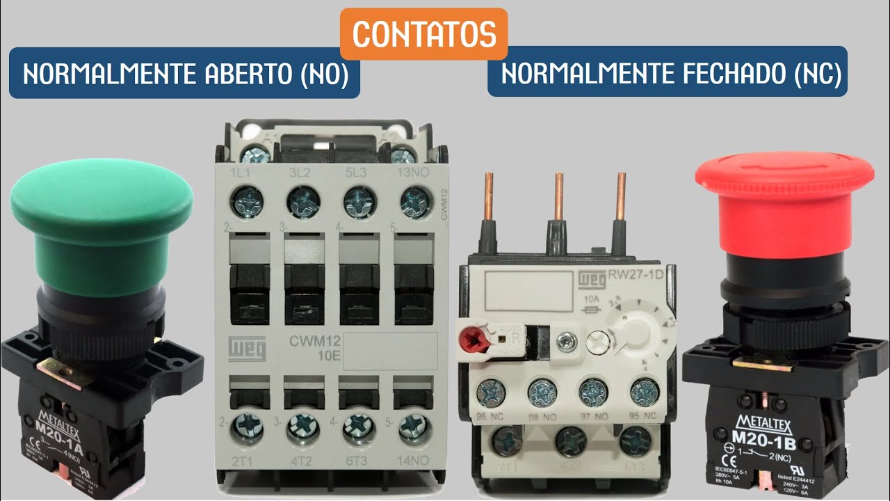 Contato Normalmente Aberto (NO) e Normalmente Fechado (NC) - Botões de ...