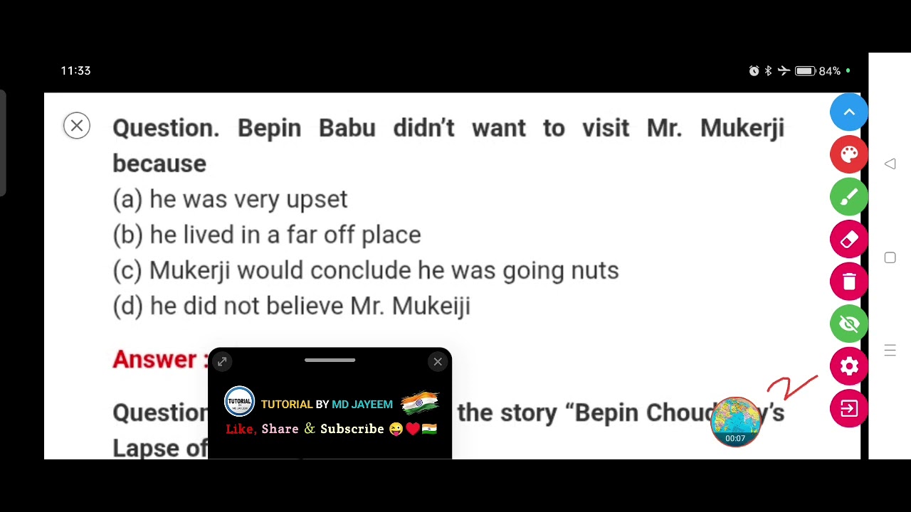 Bepin Babu didn't want to visit Mr. Mukerji because :- - YouTube