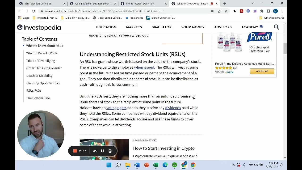 Restricted Stock Units, Profits Interest, and Form 83B Election - YouTube