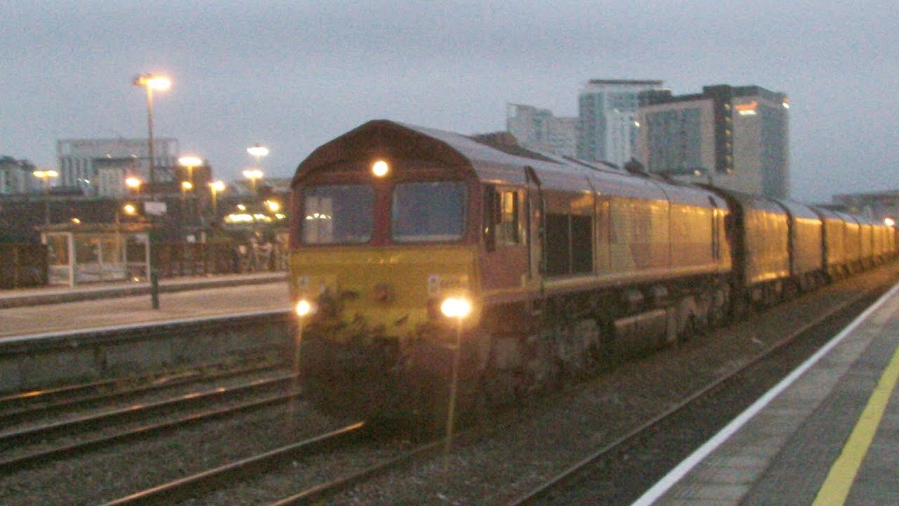 Cardiff Central 26.6.2014 - various freight trains inc class 66 - YouTube