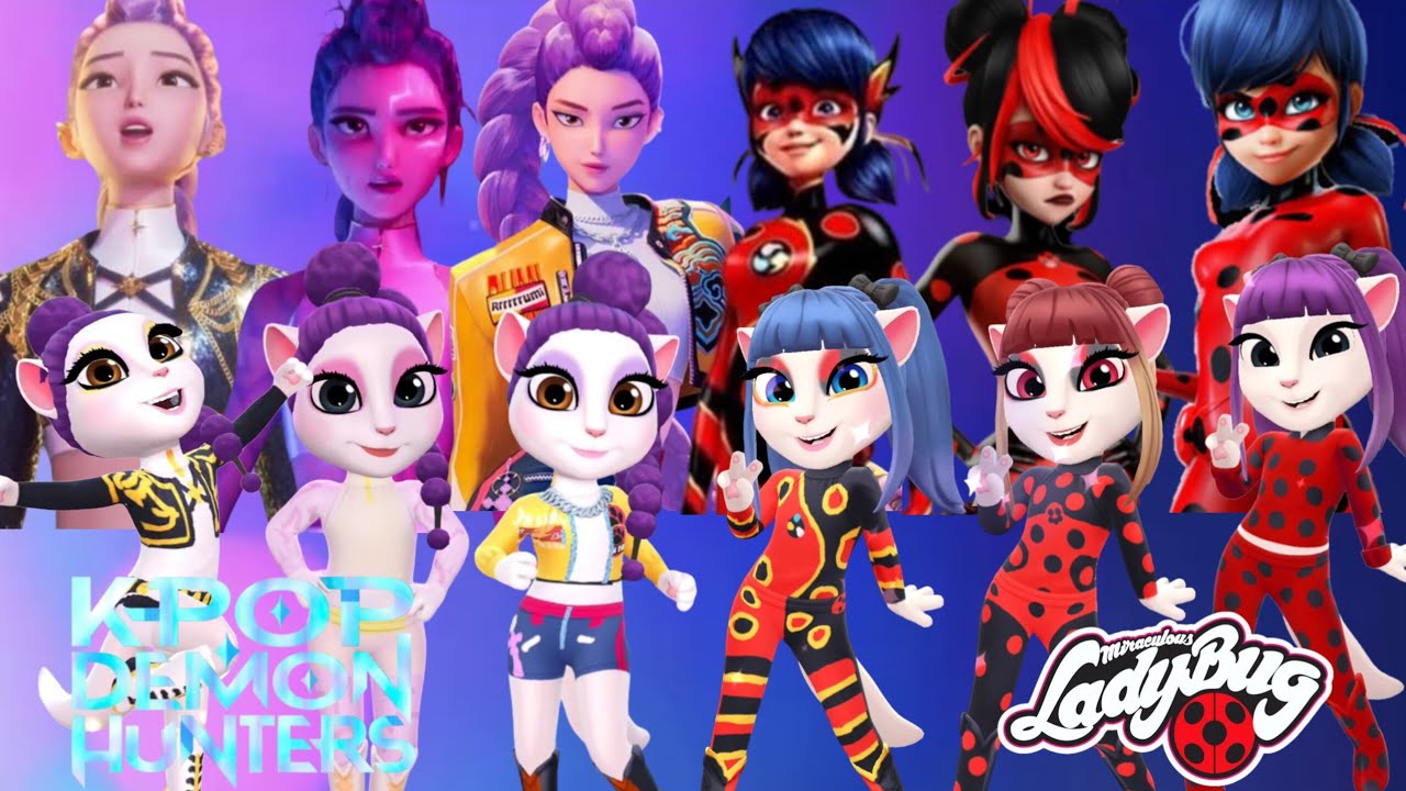 🌈 MY TALKING ANGELA 2 || Rumi in Three Outfits Vs Ladybug Vs Shadybug ...