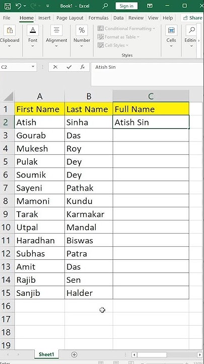 Flash Fill Full Name Excel Tips And Tricks 🔥 Education Exceltutorial Exceltips Trending