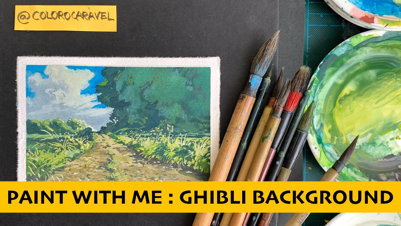 PAINT WITH ME | Relaxing Painting Tutorial. Studio Ghibli Background ...