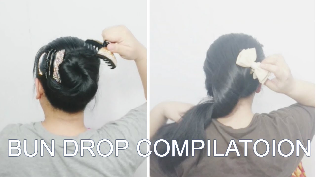 ASMR hair play- bun drop compilation - YouTube