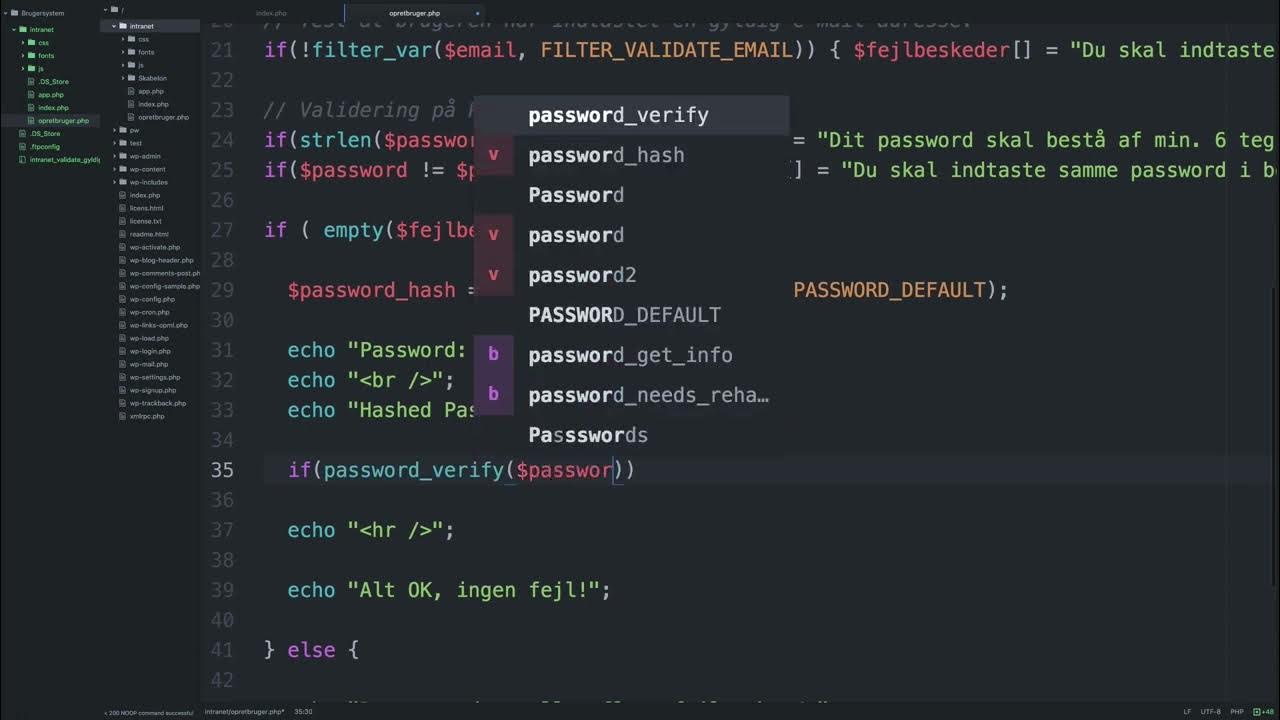 Password Hash vha. blowfish og random salt | Byg et brugersystem i PHP (serie) - YouTube