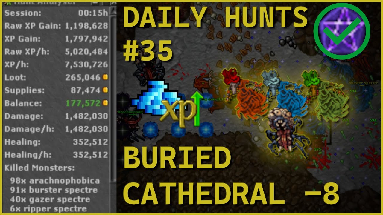Tibia | Monk 566 | Buried Cathedral -8 | Daily Hunt #35 - YouTube