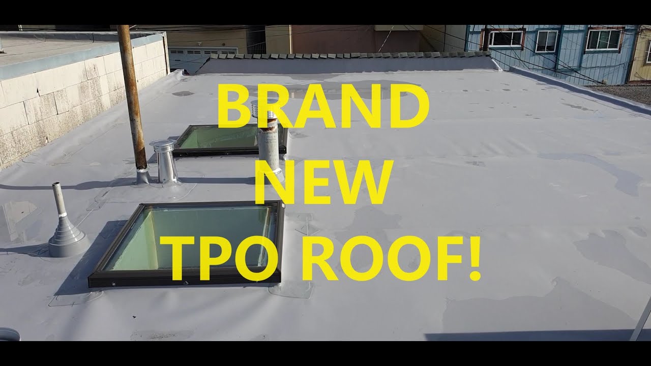 New TPO grey color roof from old 30 years old Tar & Gravel - YouTube