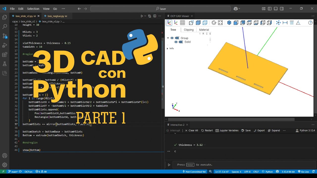 Diseño CAD 3D con Python y build123d orientado a corte láser [Parte 1 ...