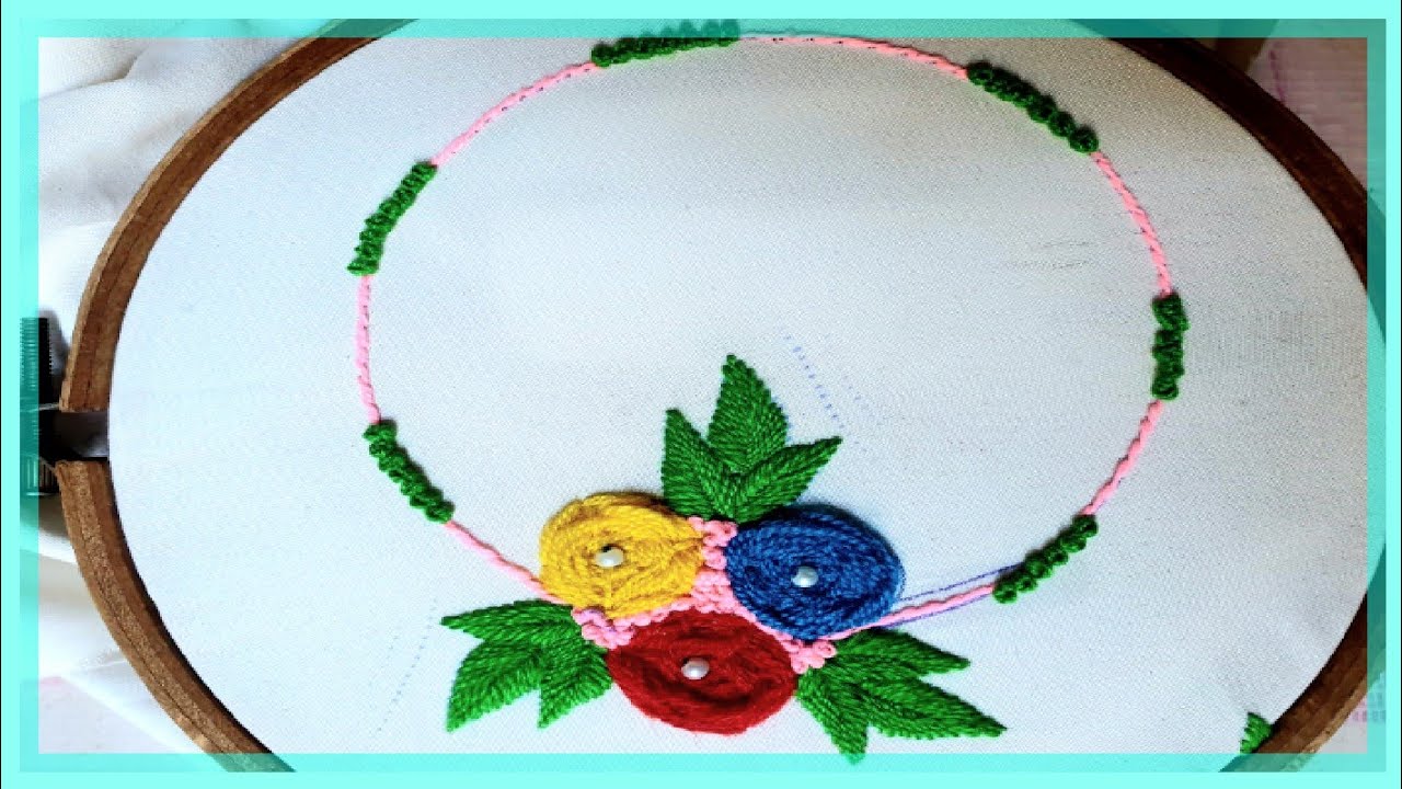 AA VERY BEAUTIFUL VERY EASY ROUND HANDMADE EMBROIDERY FLOWER STYLISH ...