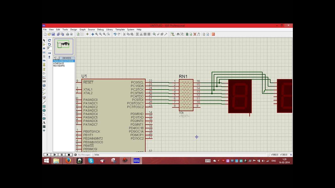 Interfacing of 7segment(00-99 counter) through AVR in ISIS Proteus - YouTube