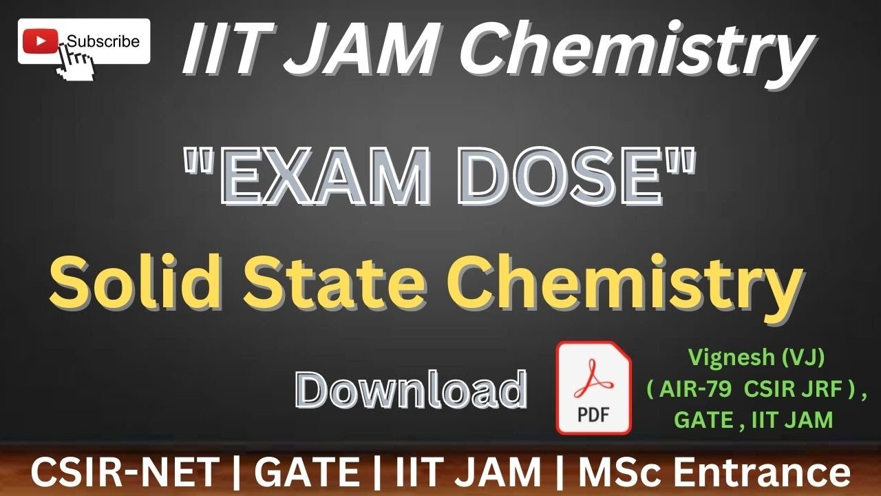 IIT JAM Chemistry | Physical Chemistry | Solid State Exam Dose - Just ...