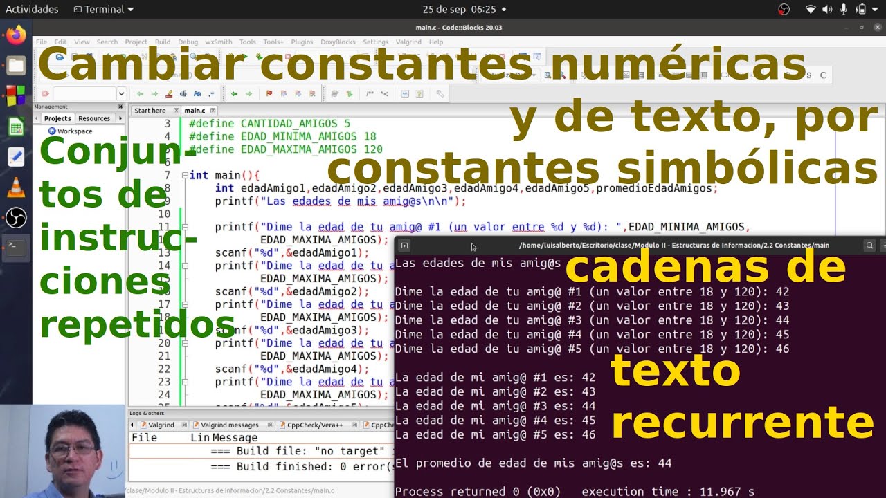 Cambiar constantes numéricas y de texto, por simbólicas; en lenguaje C ...