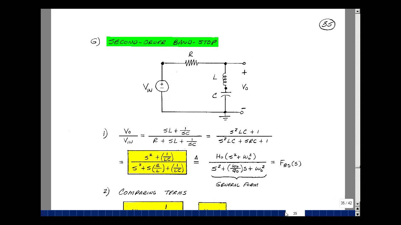 ECE202msu: Chapter 12 - Second-Order Band-Stop Filter - YouTube
