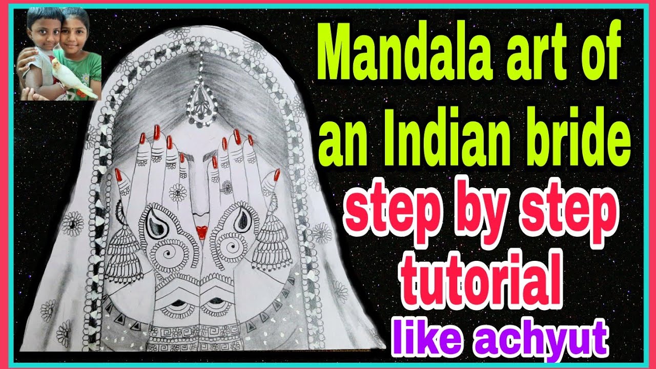 How to draw a Traditional bride/easy pencil sketch tutorial/mandala art ...