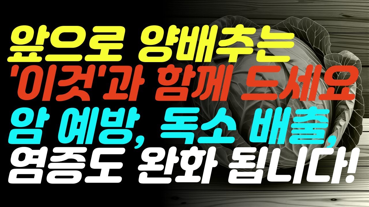 앞으로 양배추는 꼭 이것과 함께 드세요 암 예방 독소 배출 염증 완화 심장병도 예방됩니다 놀라운 양배추의 비밀과