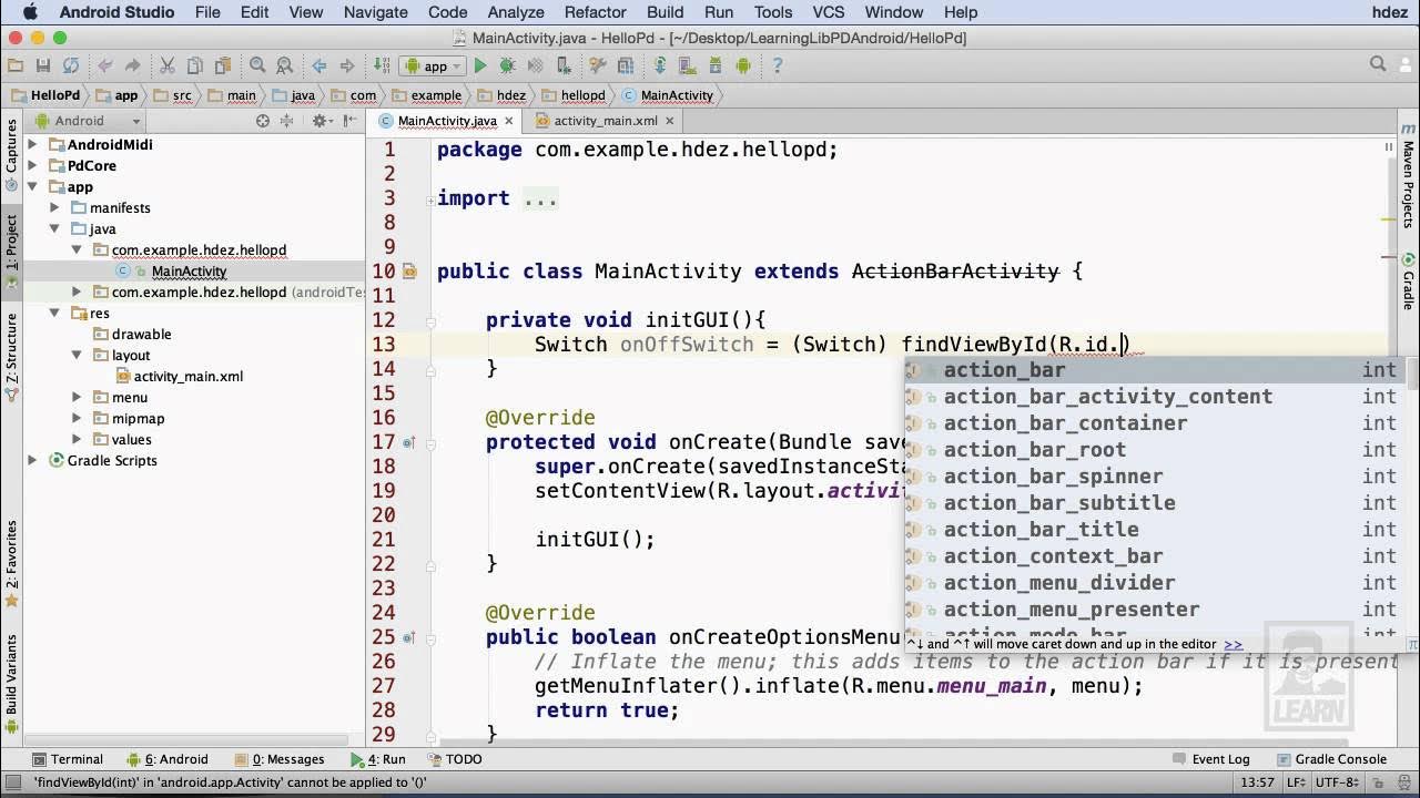 Learning LibPD for Android: 05. Creating a GUI in Android Studio - YouTube