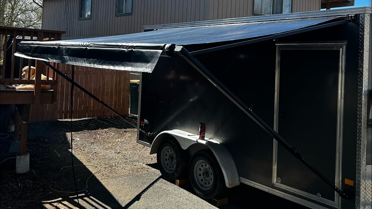 Rec-Pro manual awning install on a 14ft cargo trailer. - YouTube