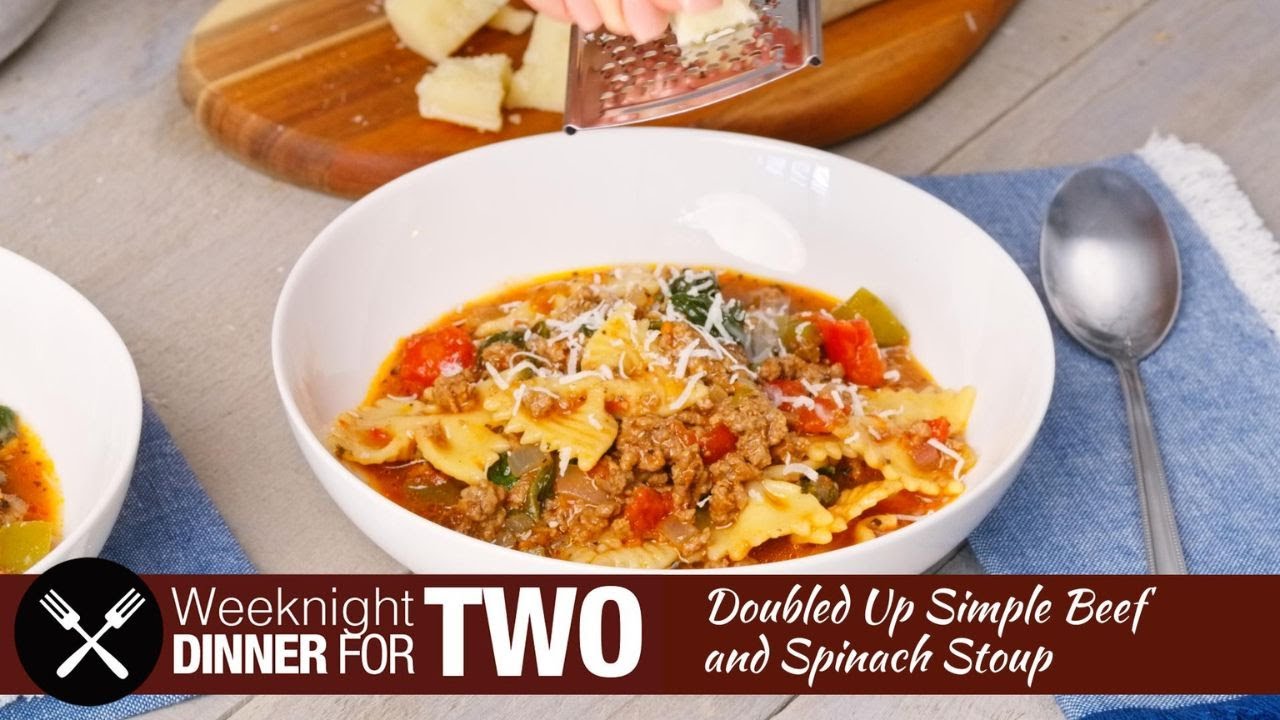 Doubled Up Simple Beef and Spinach Soup: Dinner for Two! - YouTube