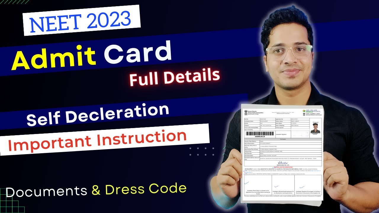 Neet 2023 Admit card Full Details | Self declaration of Neet 2023 Admit ...