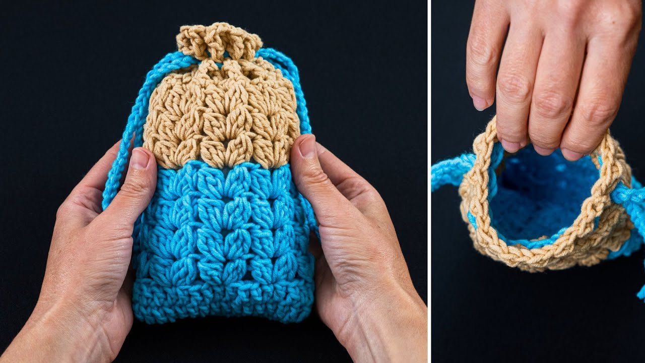 Easy crochet pouch for beginners - gift ideas in a hurry! - YouTube