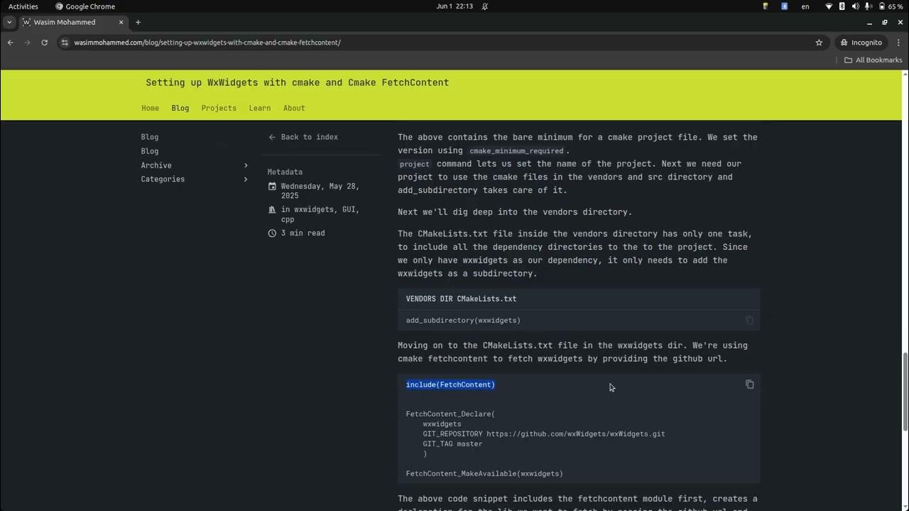 Wxwidgets Setup with Cmake and Cmake FetchContent - YouTube