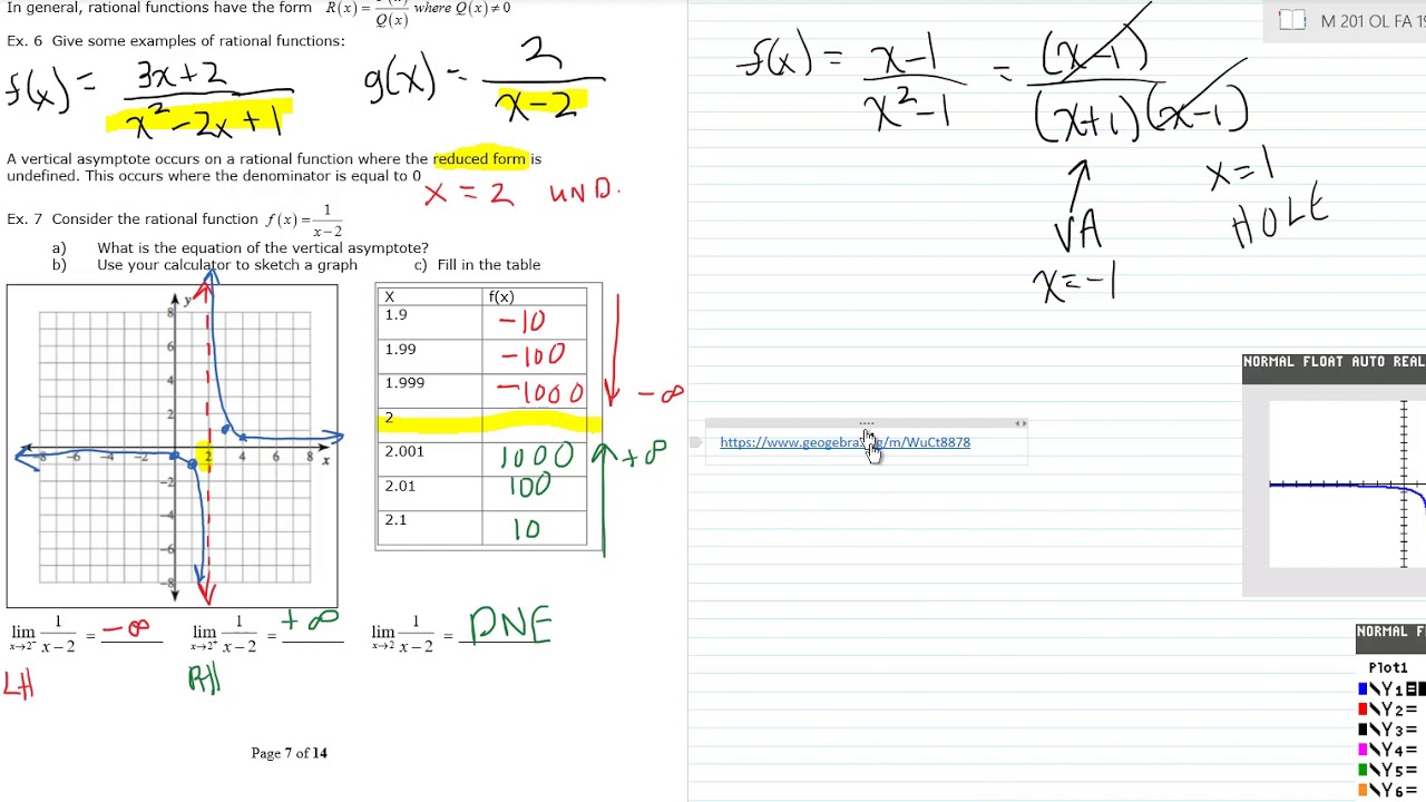 MAT 2410 Calculus I Section 2.2 Part 3 The Limit of a function at a ...