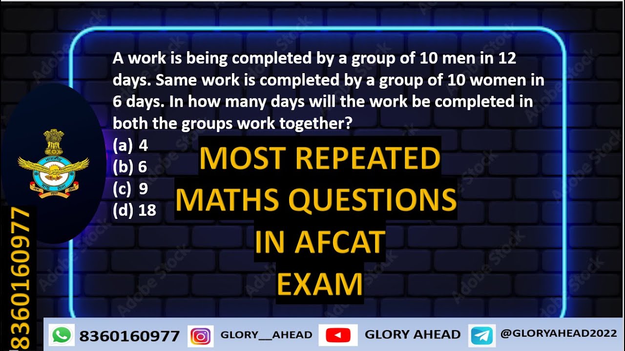 AFCAT MATHS | MOST REPEATED QUESTIONS OF AFCAT MATHS | AFCAT 1 2024 ...