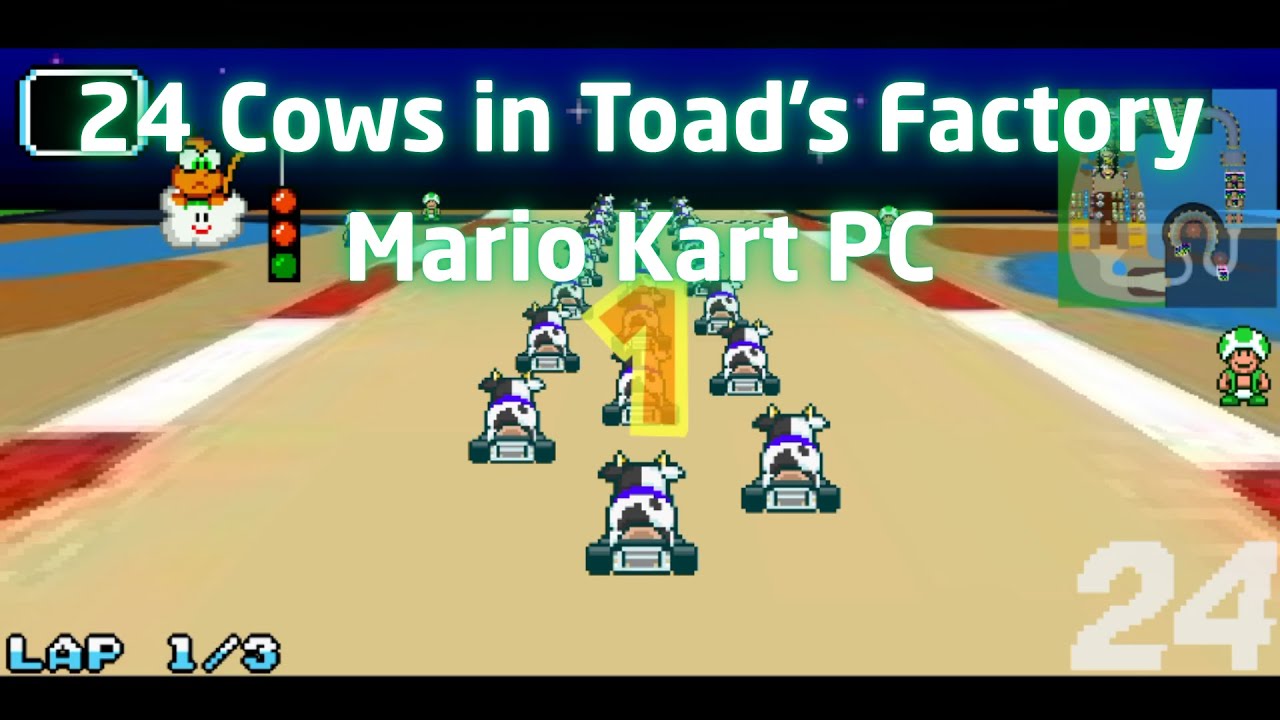 【Mario Kart World!?】24 Cows in Toad's Factory Mario Kart PC - YouTube