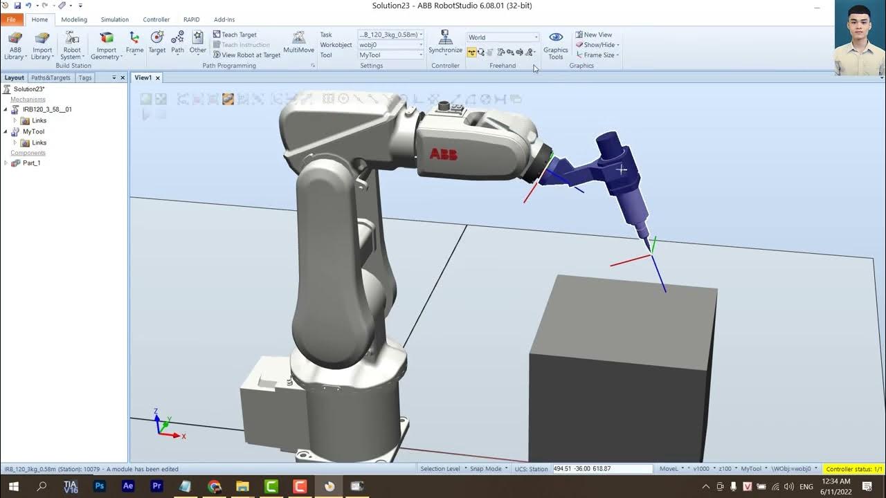 BAI 5 LAP TRINH ROBOT ABB CHAY THEO HINH VUONG BANG FLEX PENDENT - YouTube