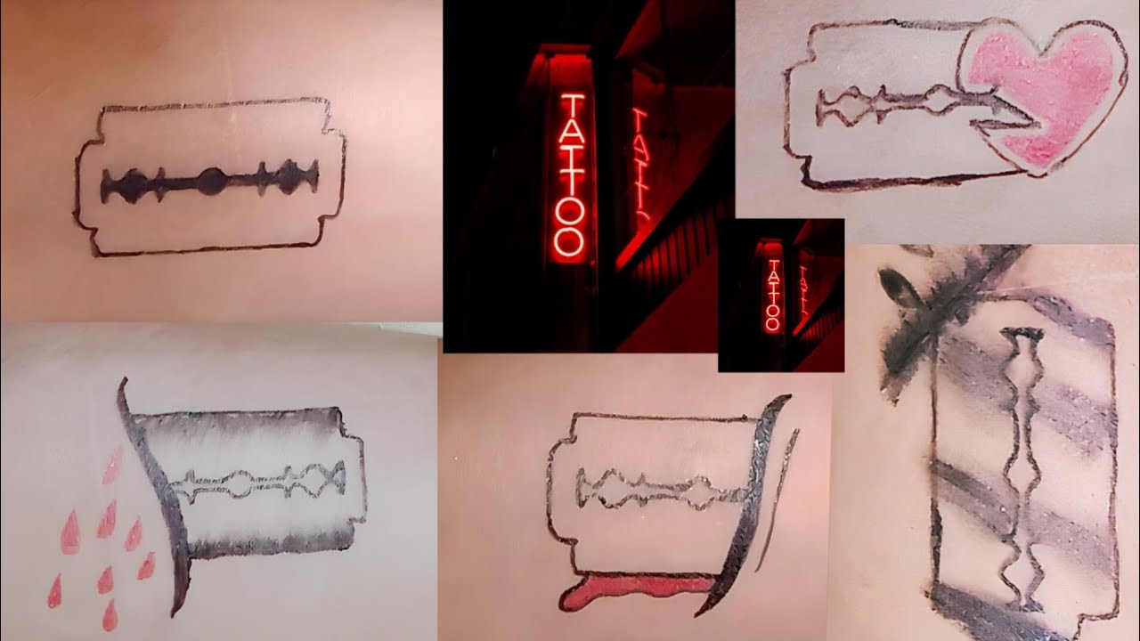 Razor Blade Cutting Skin Tattoo