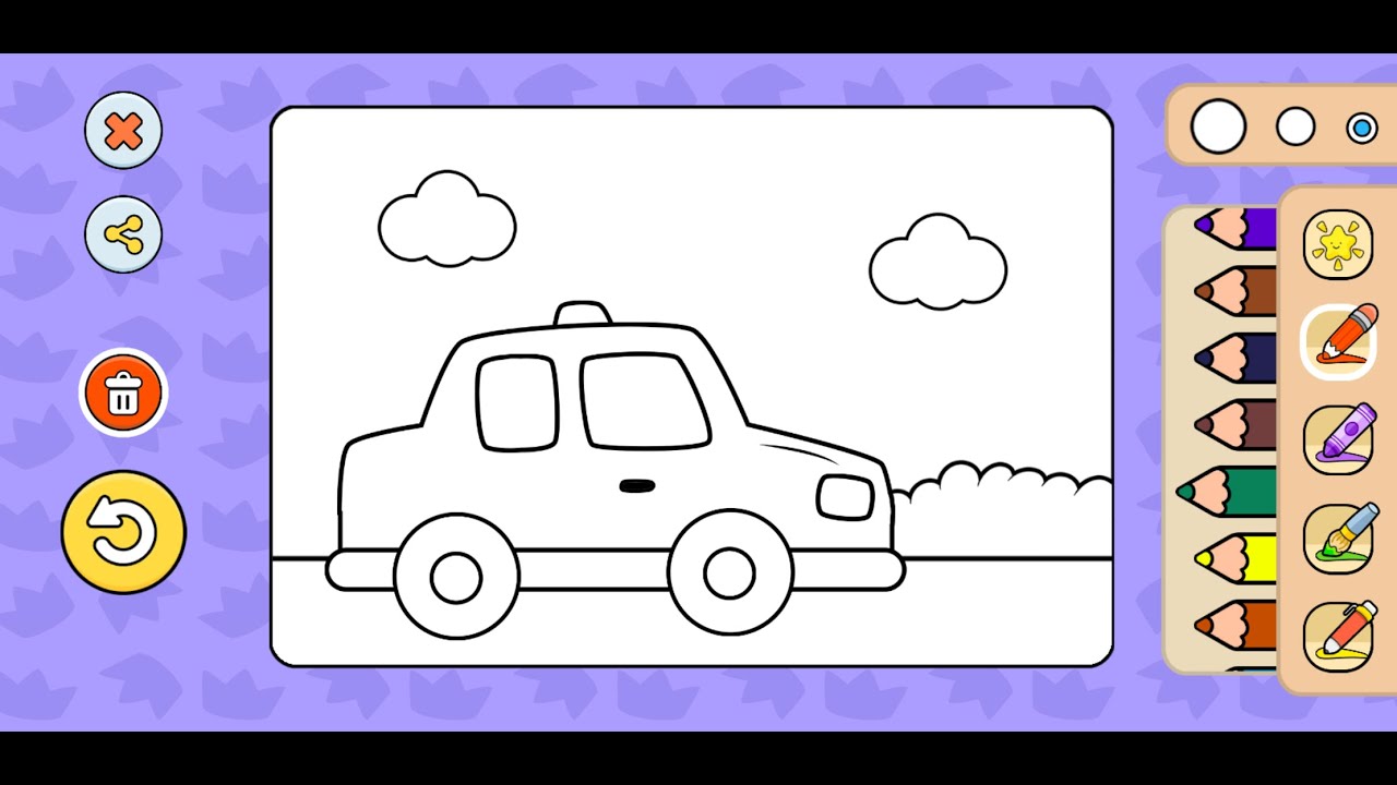 A Yellow Car Painting, Coloring for Children and Kindergarten | Let's ...