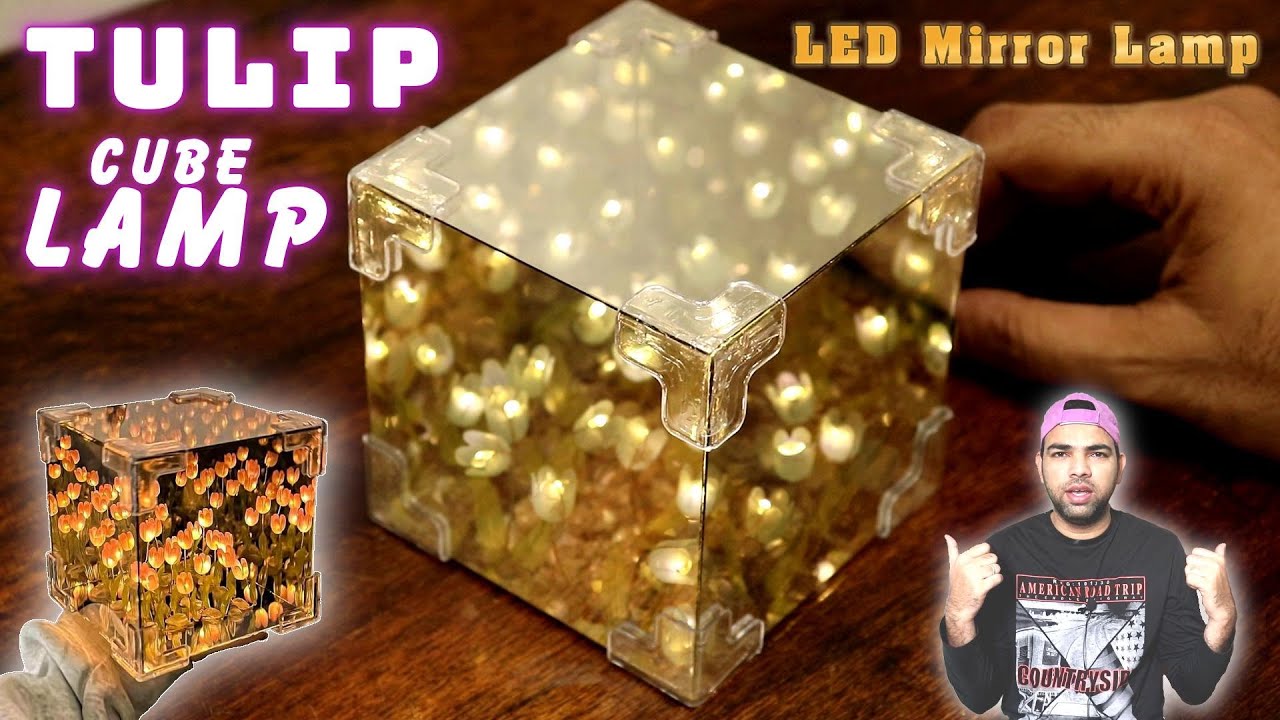 Tulip LED Mirror Cube Lamp Assembling | Artificial Flower Table Lamp ...