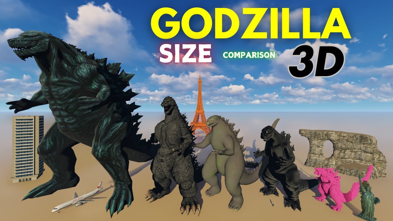 Godzilla Real Scale SIZE comparison || Godzilla Size Comparison 1954 ...