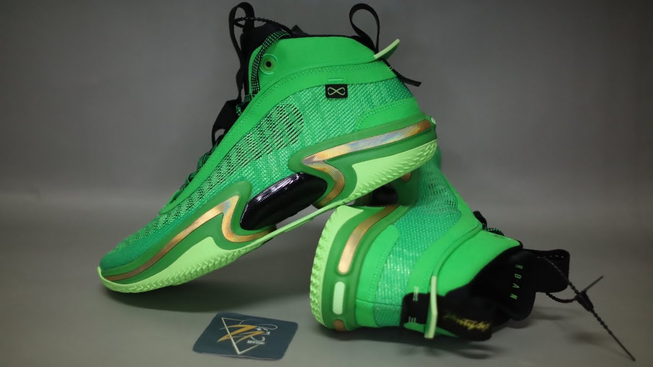 Jordan 36 Green and Gold unboxing details - YouTube