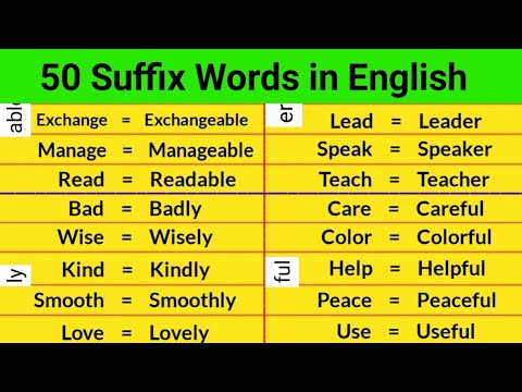 50 Suffix Words in English | Suffix Words in English | Suffix and ...