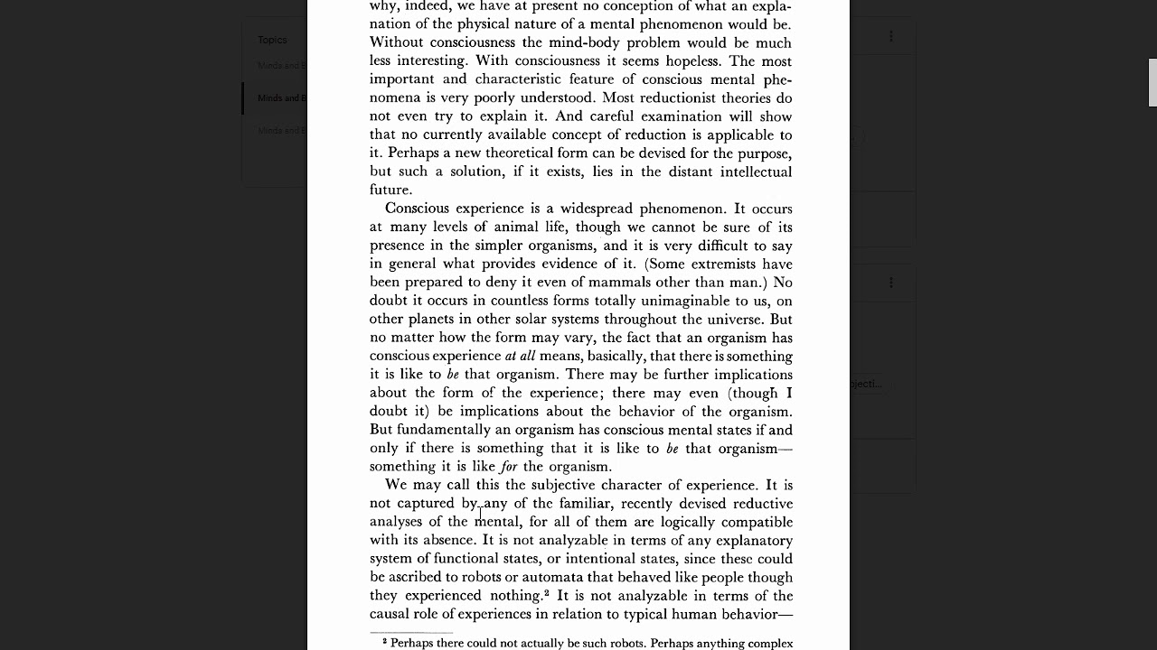 20190312 Nagel Subjectivity and Materialist Reductionism Reading - YouTube