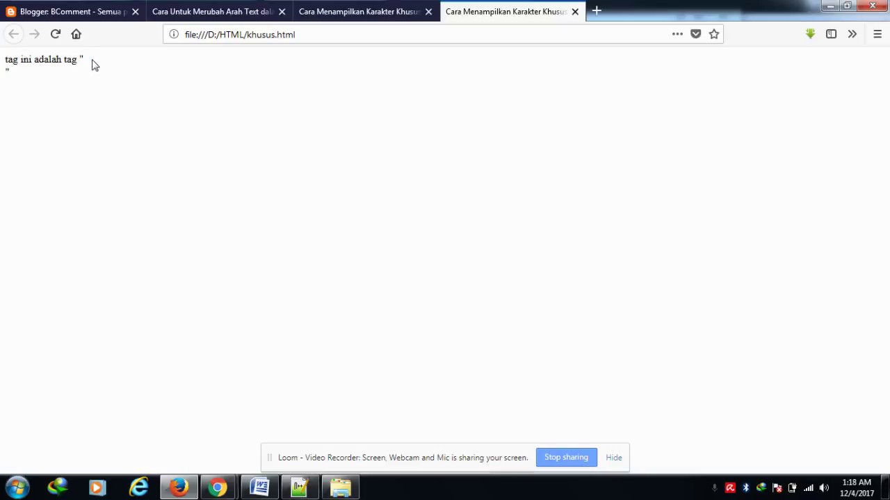 Tutorial Text HTML Part 8 Cara Menampilkan Karakter Khusus ke dalam ...