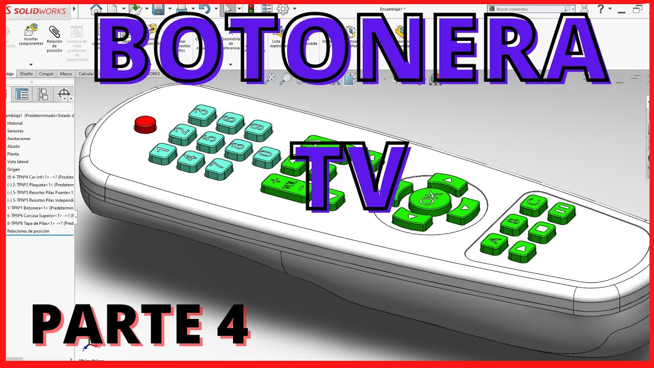 😱 Diseño de control de TV en SOLIDWORKS 2020 ((PARTE 4)), COMO hacer ...