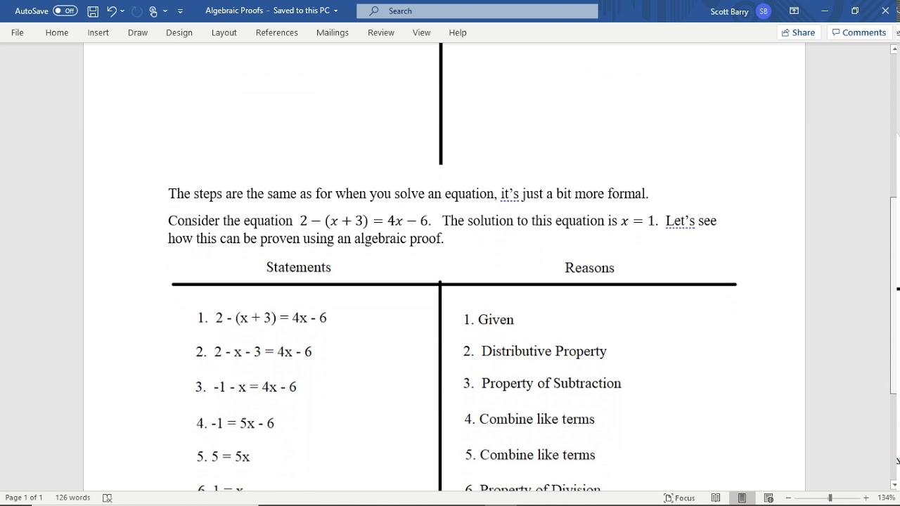 IM1 Unit 1 Algebraic Proof - YouTube