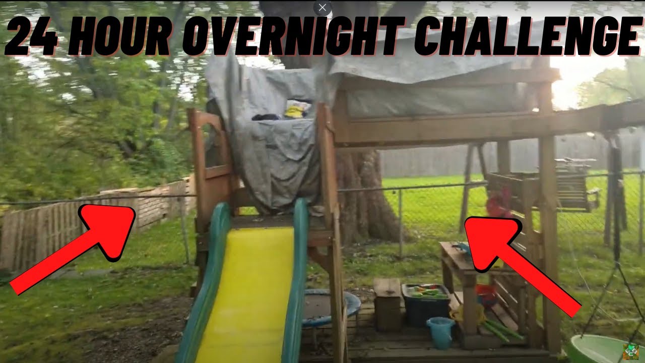 24 HOUR OVERNIGHT CHALLENGE ON PLAYSET OUTSIDE!!! - YouTube