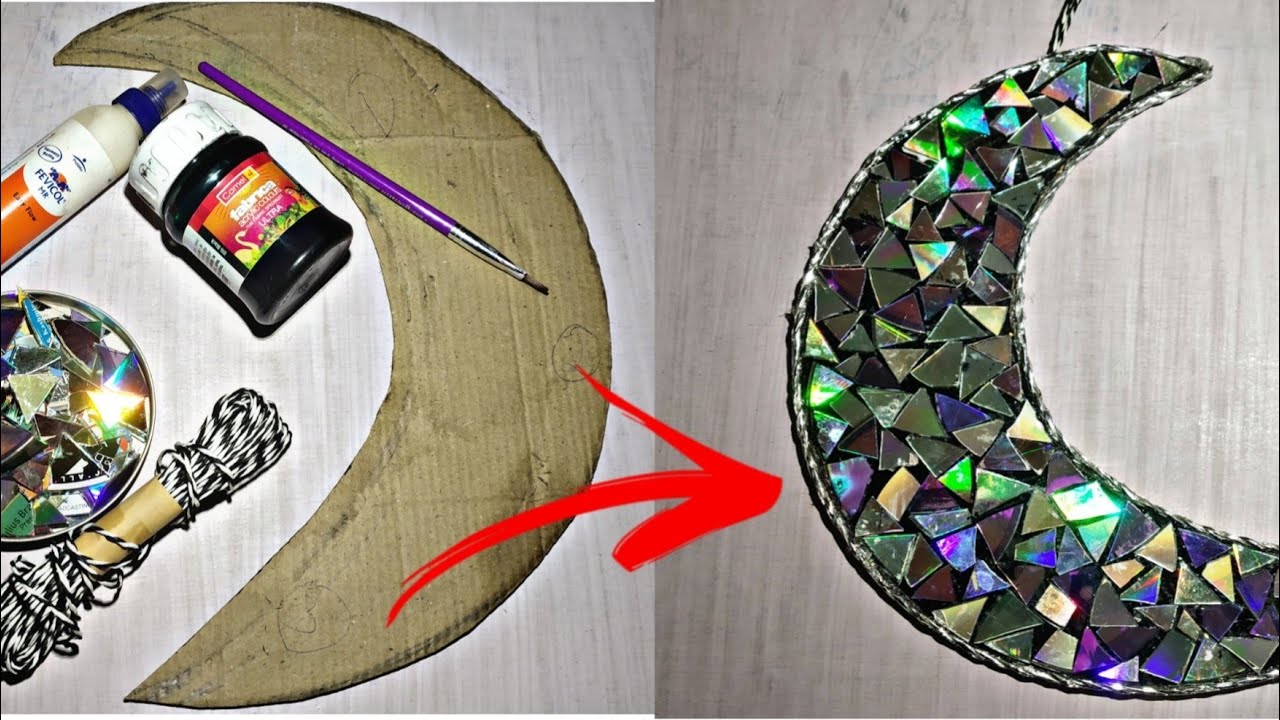 DIY "Crescent Moon" Wall Hanging | Old CD's | CIY - YouTube