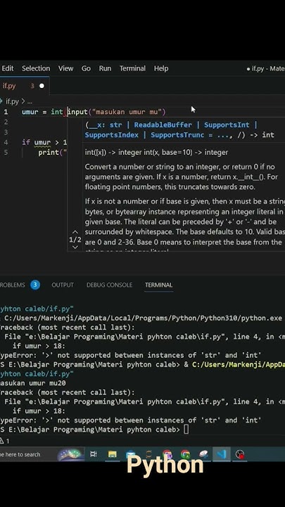 python language #python #belajarcoding #code - YouTube