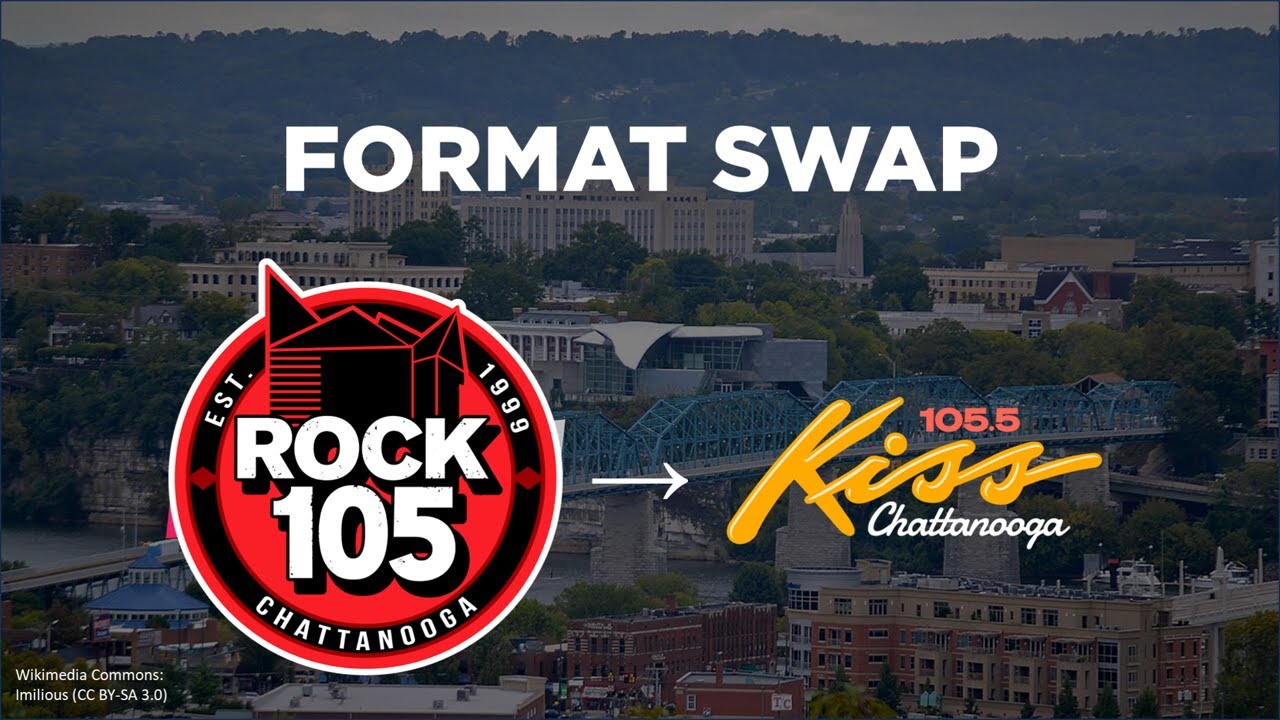 Format Swap: WRXR-FM "Rock 105" to WKXJ "105.5 Kiss Chattanooga" (5/23 ...