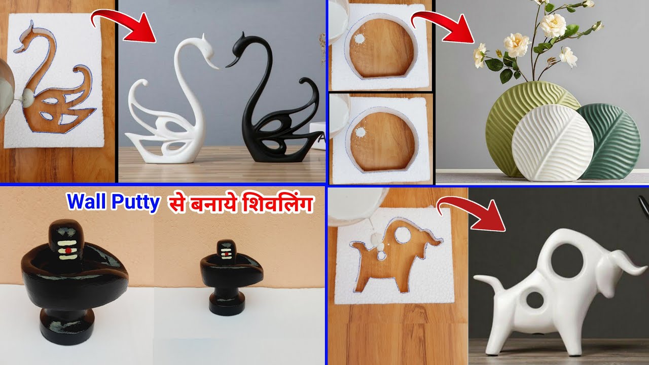 4 Easy White Cement Craft Ideas // DIY Showpiece // Home Decoration ...